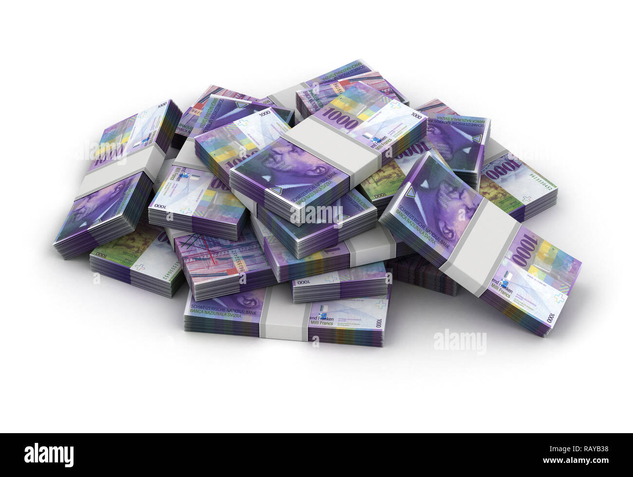 Stack of Swiss Franc (isolated on white background Stock Photo - Alamy