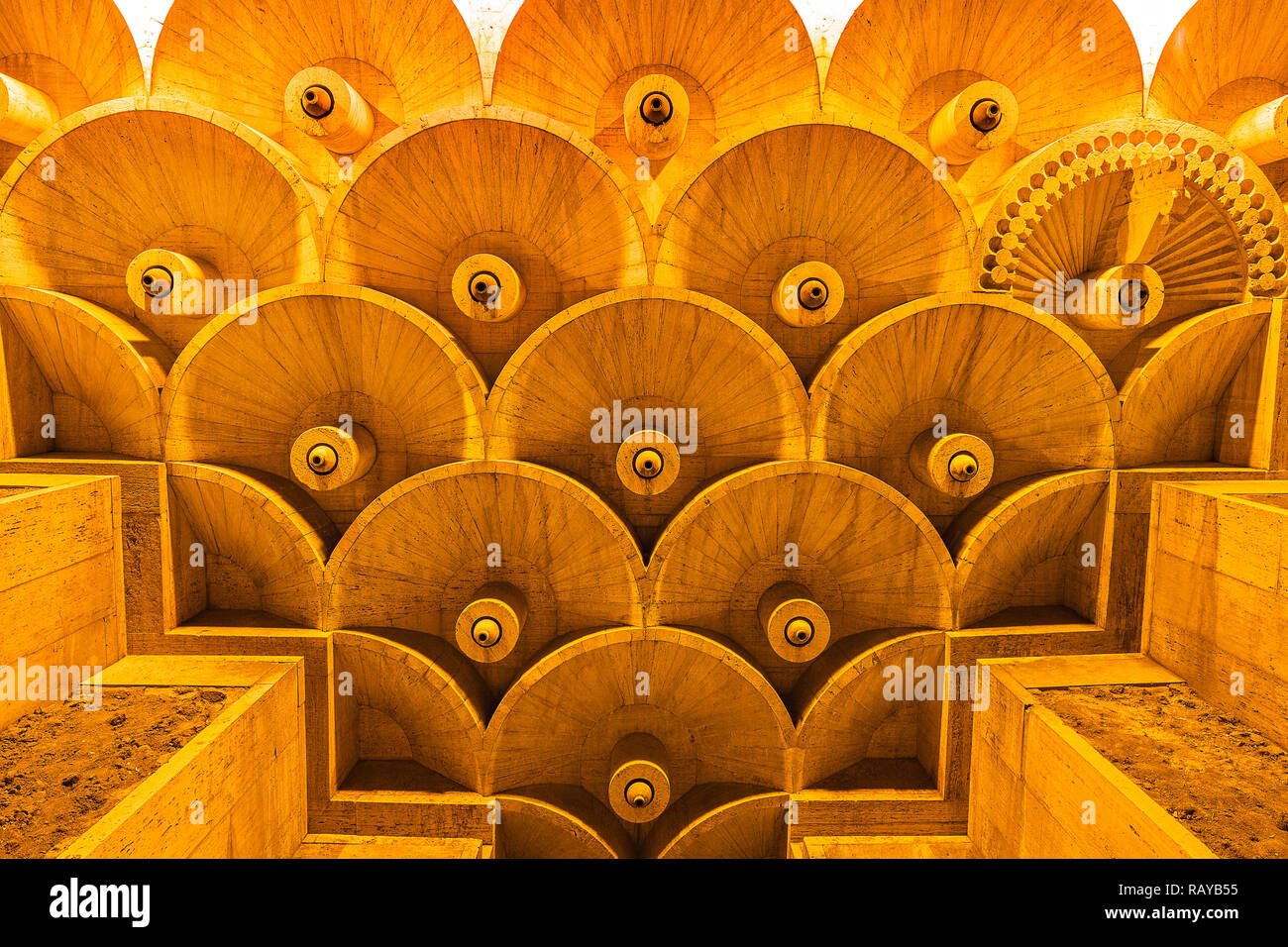 Fountains of the giant stairway known as Cascade, at night, in Yerevan ...