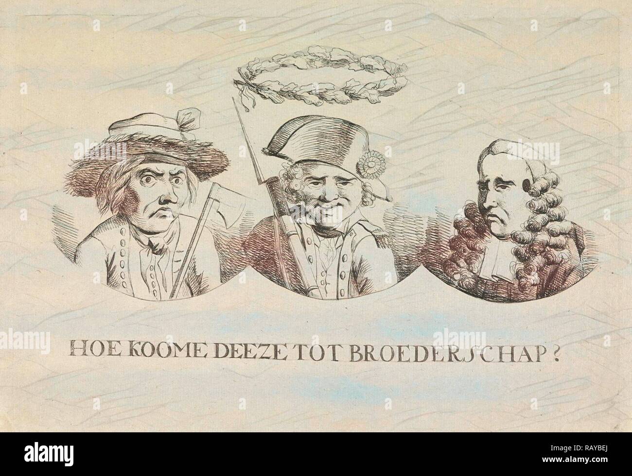 Cartoon on equality and brotherhood, 1795, print maker: Hermanus Fock ...