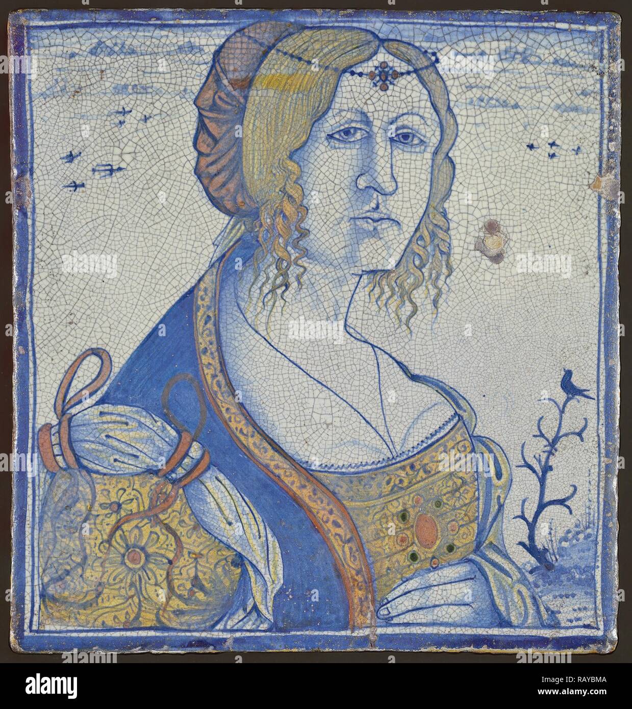Tile with Portrait of a woman, originally used as a brick in the house ...