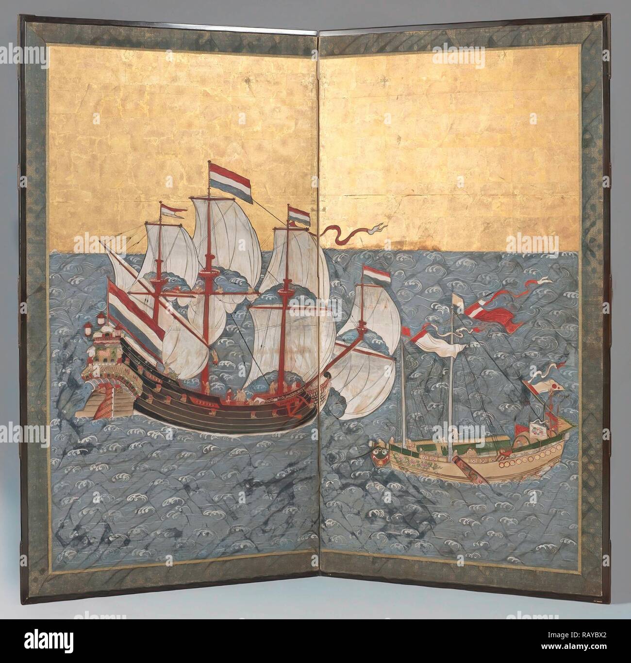 Japanese screen, Genkei-school Nagasaki, c. 1759. Reimagined by Gibon ...