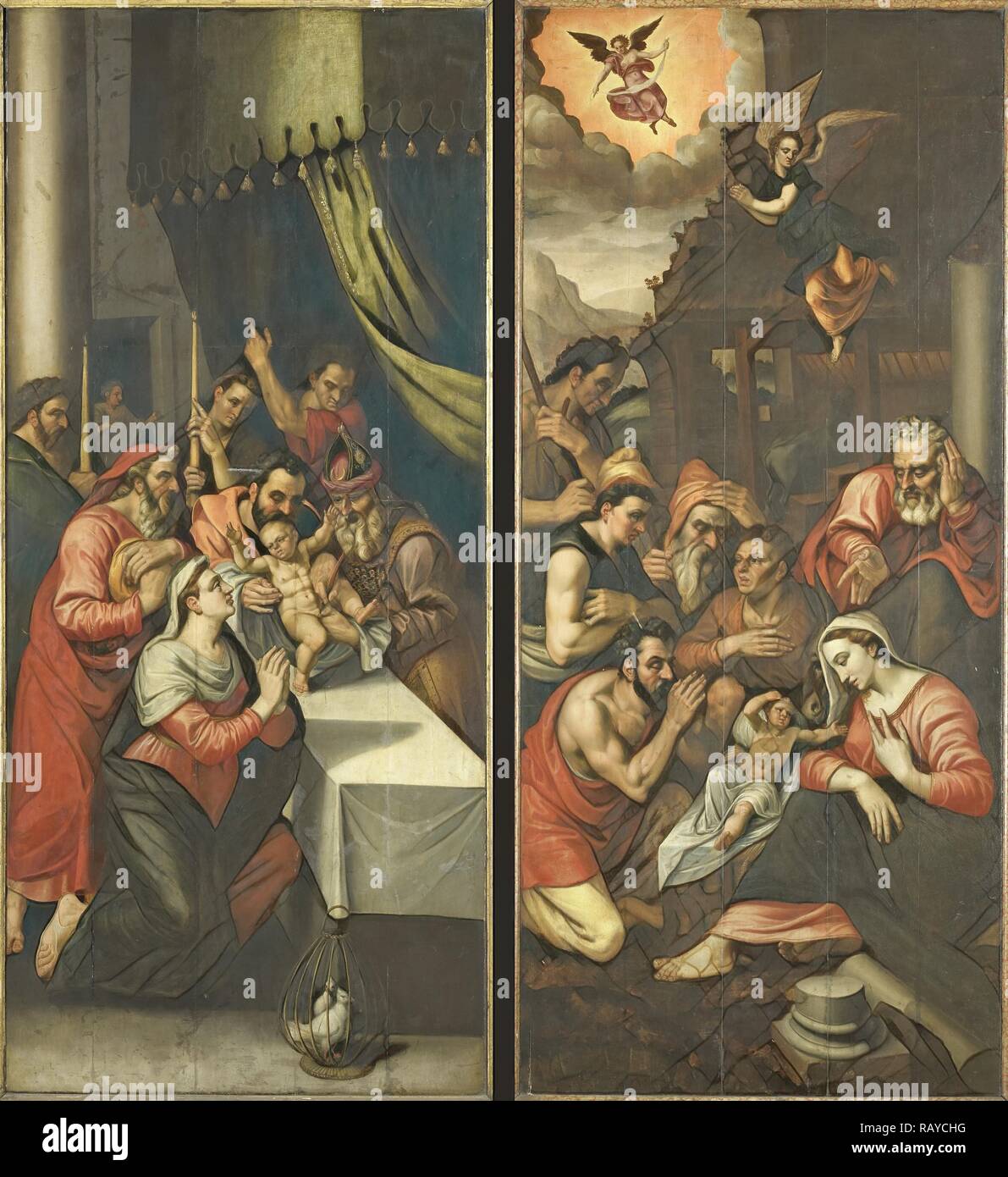 Two Altarpiece Wings with the Circumcision (left) and Adoration of the Shepherds (right). On the ...