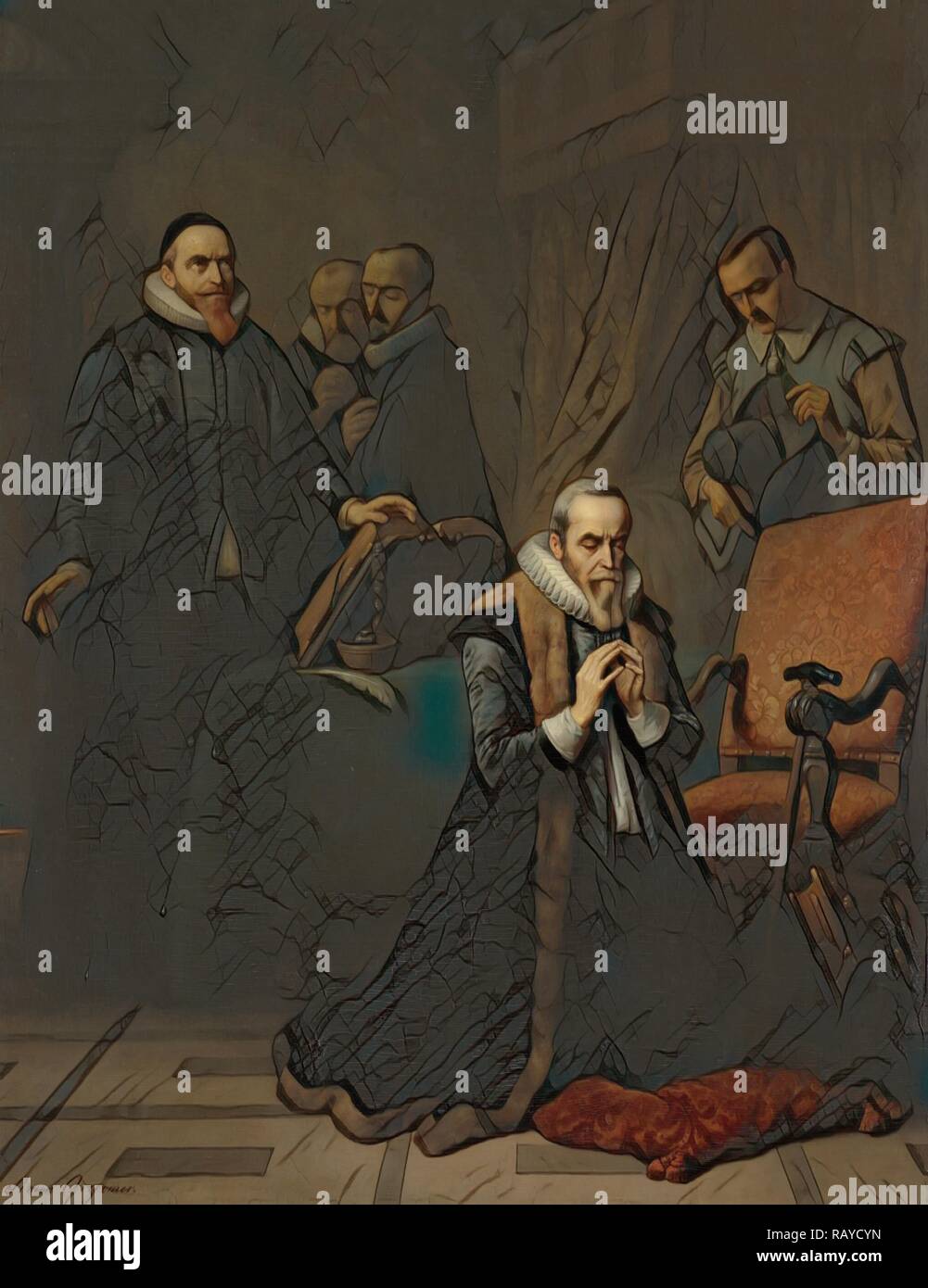 The last prayer of Johan van Oldenbarneveldt, Simon Opzoomer, 1840 ...