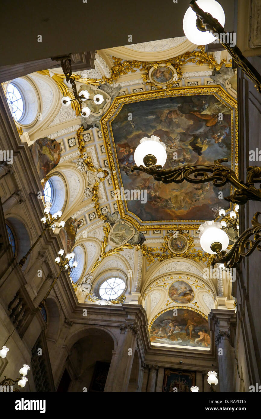 Painted ceiling of the Grand staircases, Royal Palace - Palazo Real ...