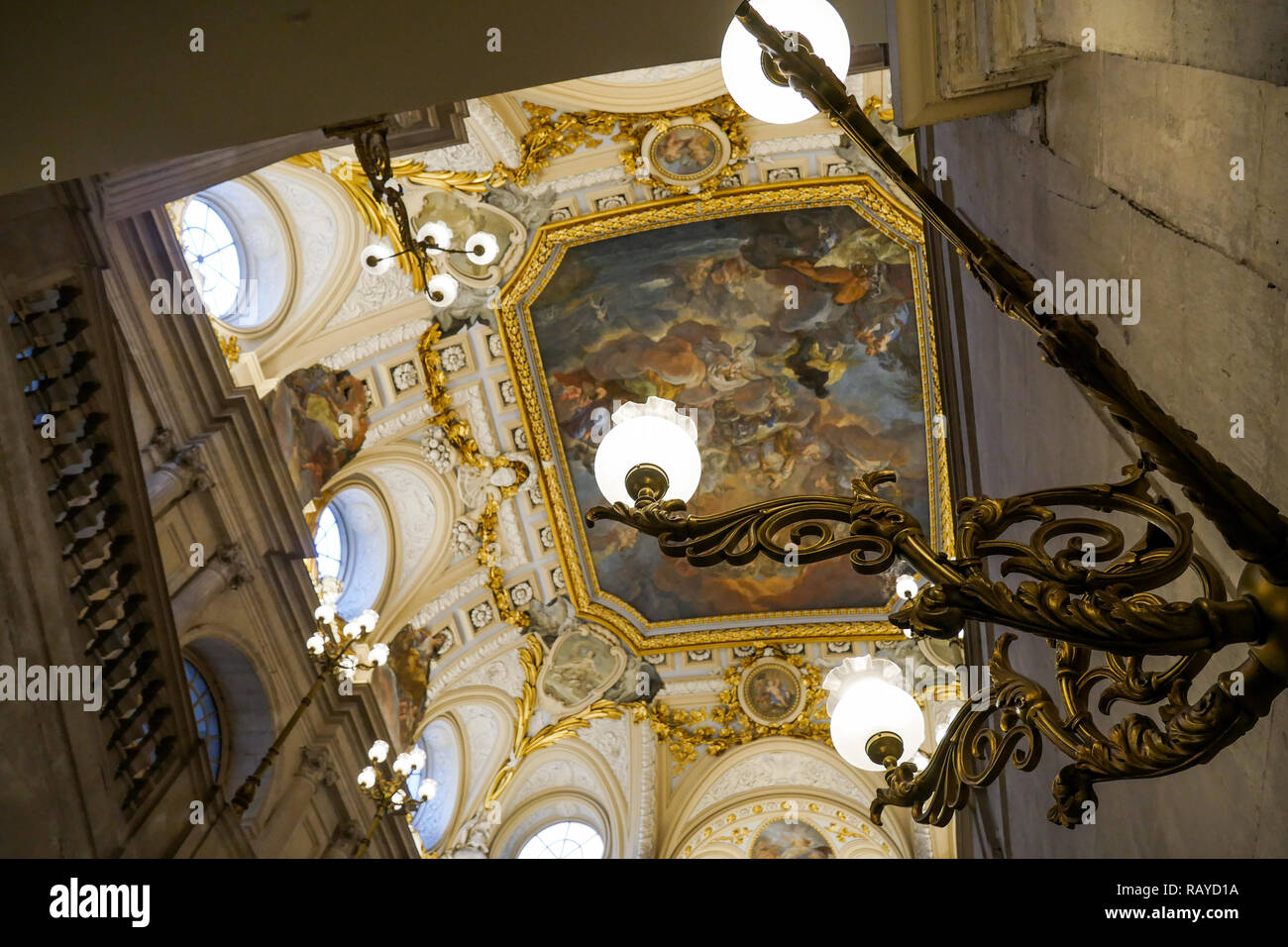 Painted ceiling of the Grand staircases, Royal Palace - Palazo Real ...