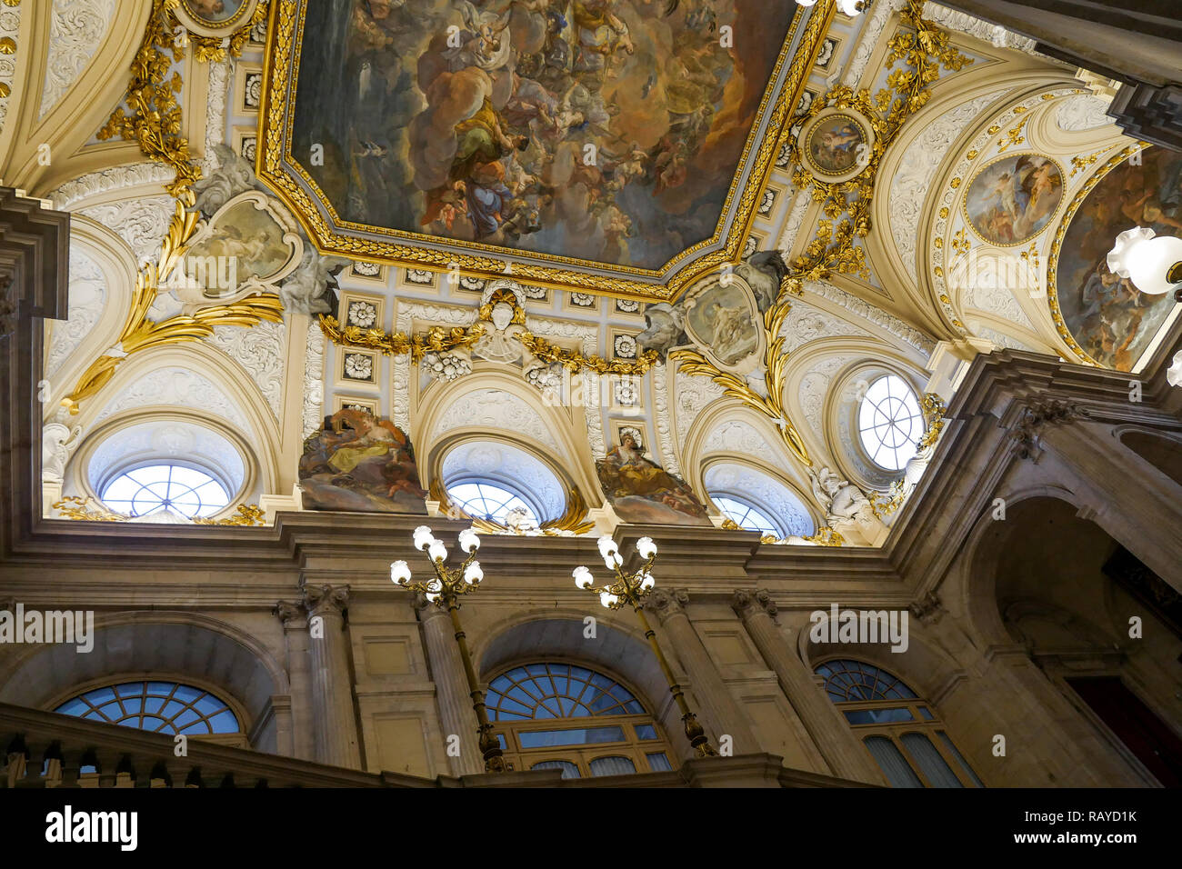 Painted ceiling of the Grand staircases, Royal Palace - Palazo Real ...