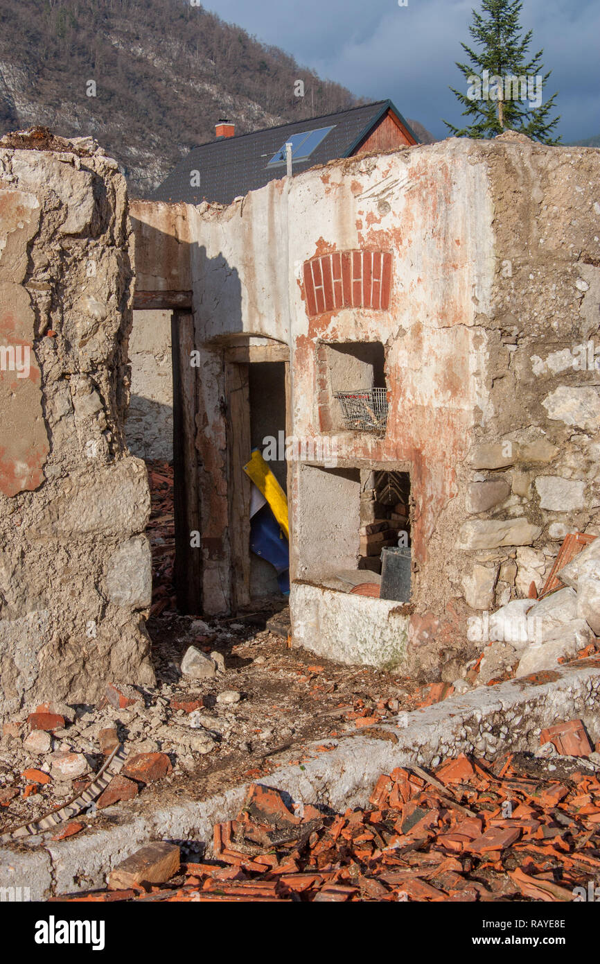 barn being in process of demolished Stock Photo - Alamy