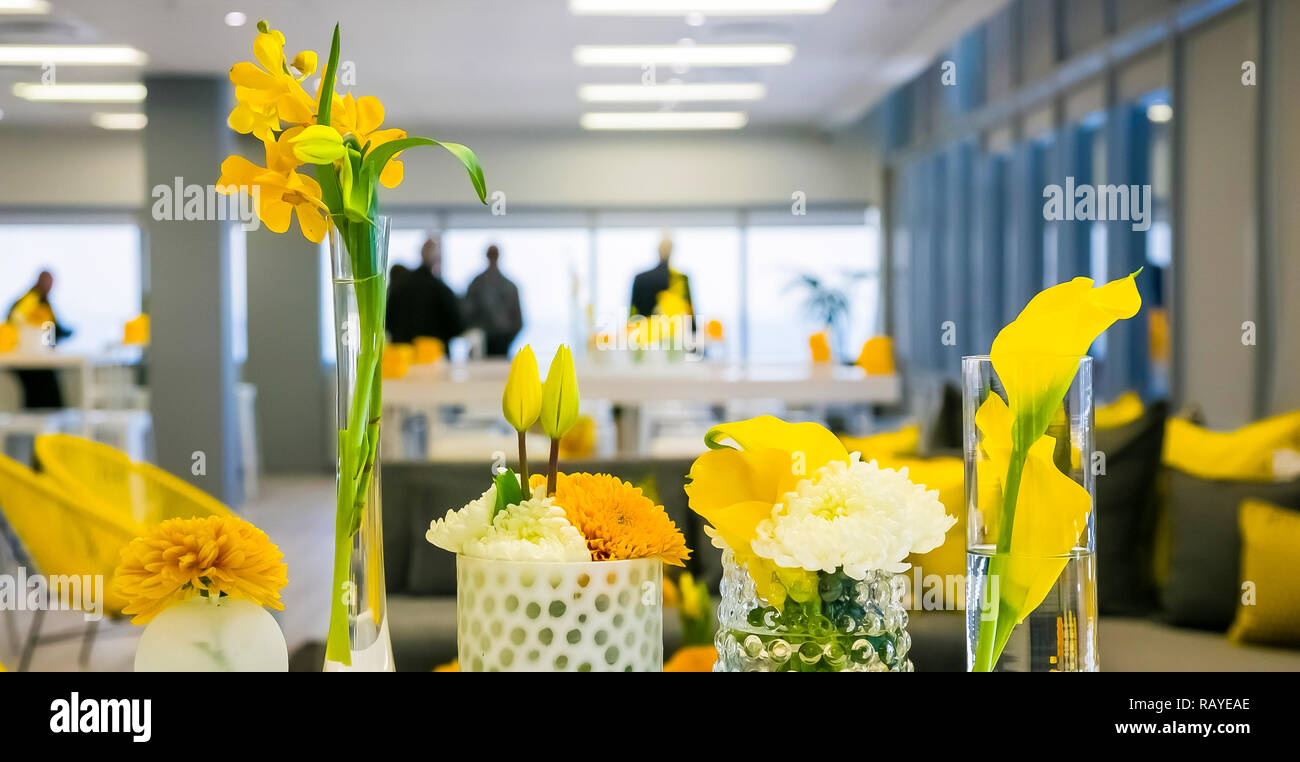 Yellow and White Flower Display for decor at corporate event gala ...