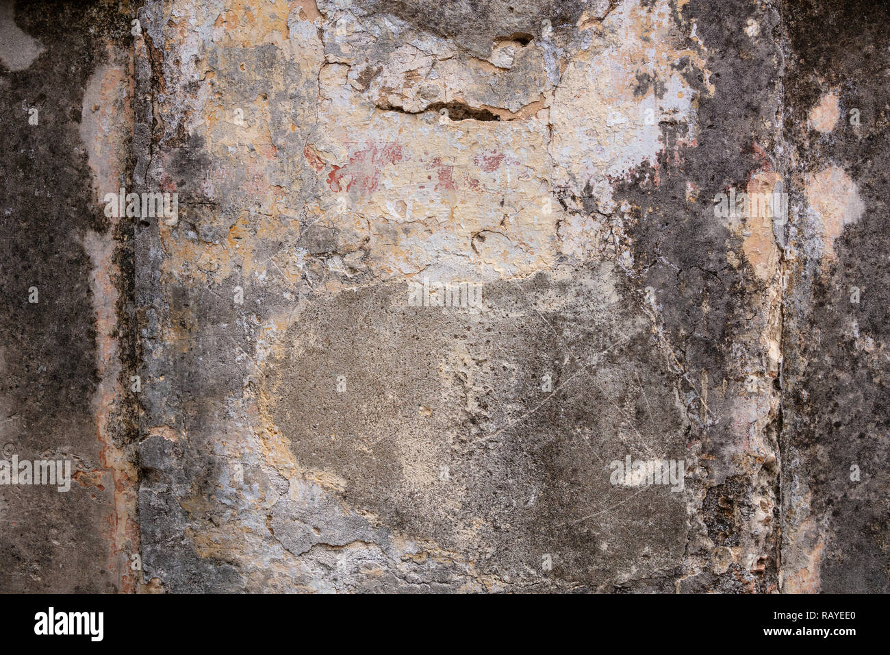 Weathered, cracked and faded wall texture, background, Exterior facade ...