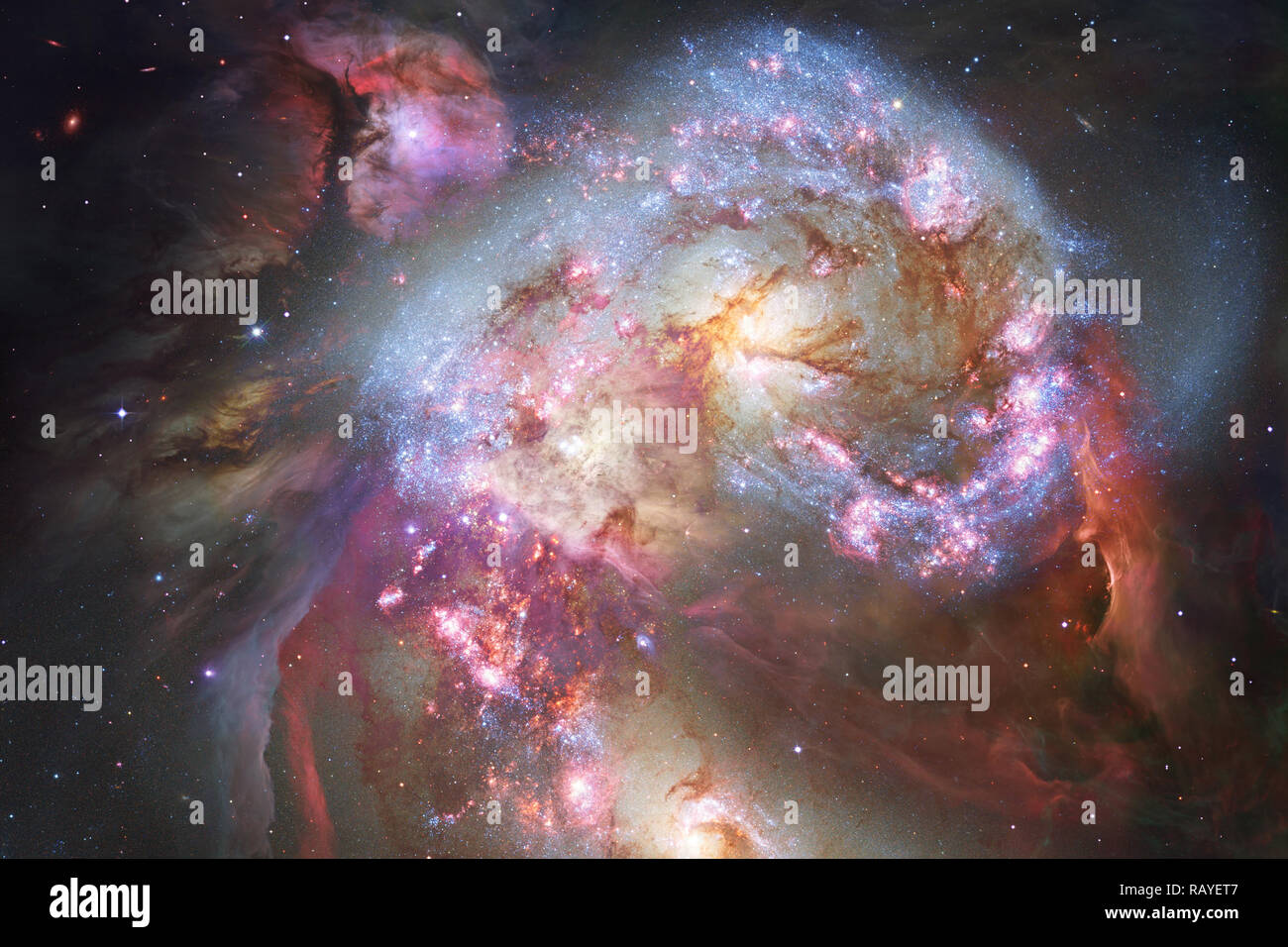 Nebulas, galaxies and stars in beautiful composition. Deep space art ...