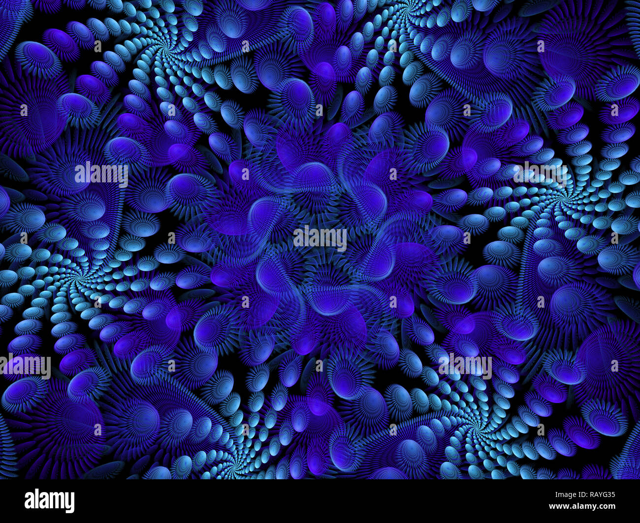 Multiple Blue Spirals Flame Fractal Stock Photo - Alamy