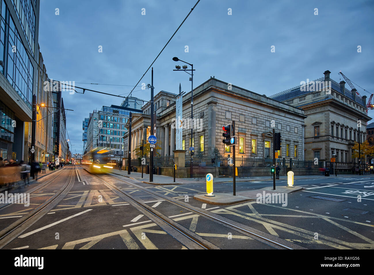 Manchester at night Manchester Art Gallery looking up Mossley Street ...