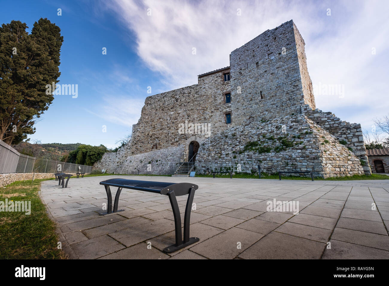 View of the monumental complex of the Rocca Aldobrandesca castle of ...
