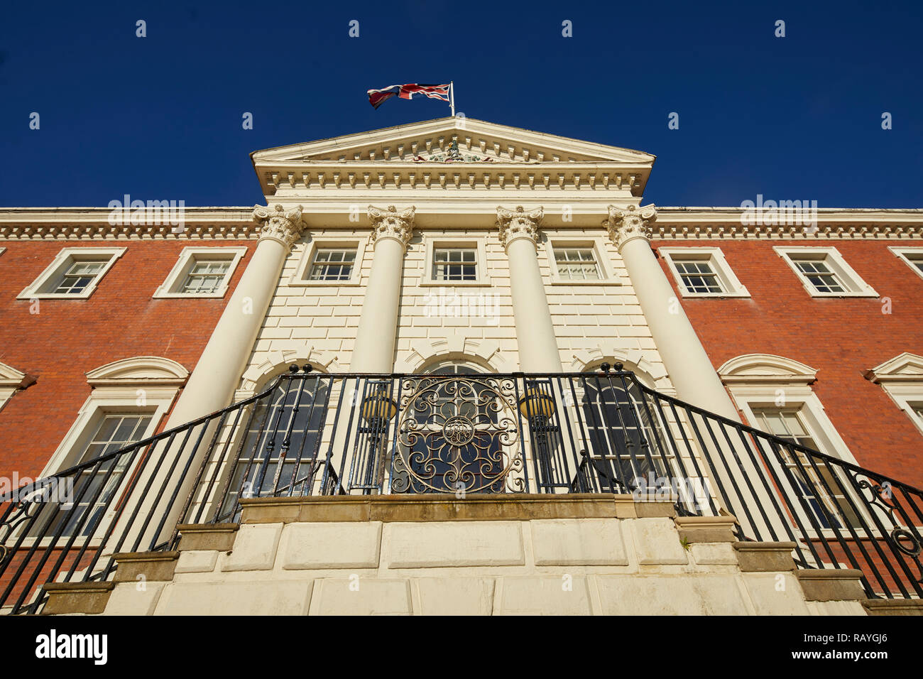 former house palladian style Warrington Town Hall, Cheshire, England ...