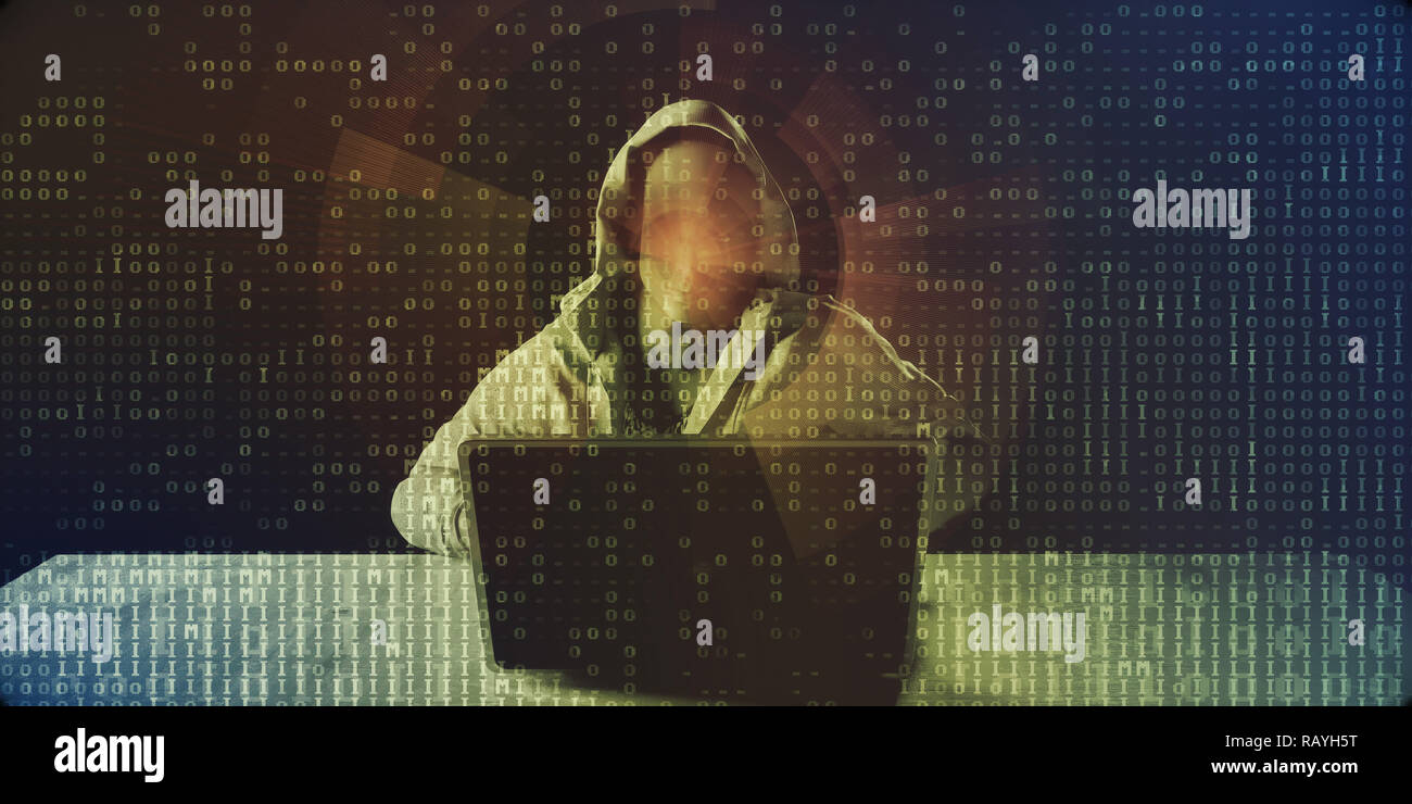 Hacker Stealing Data with Binary Data Technology Abstract Stock Photo ...