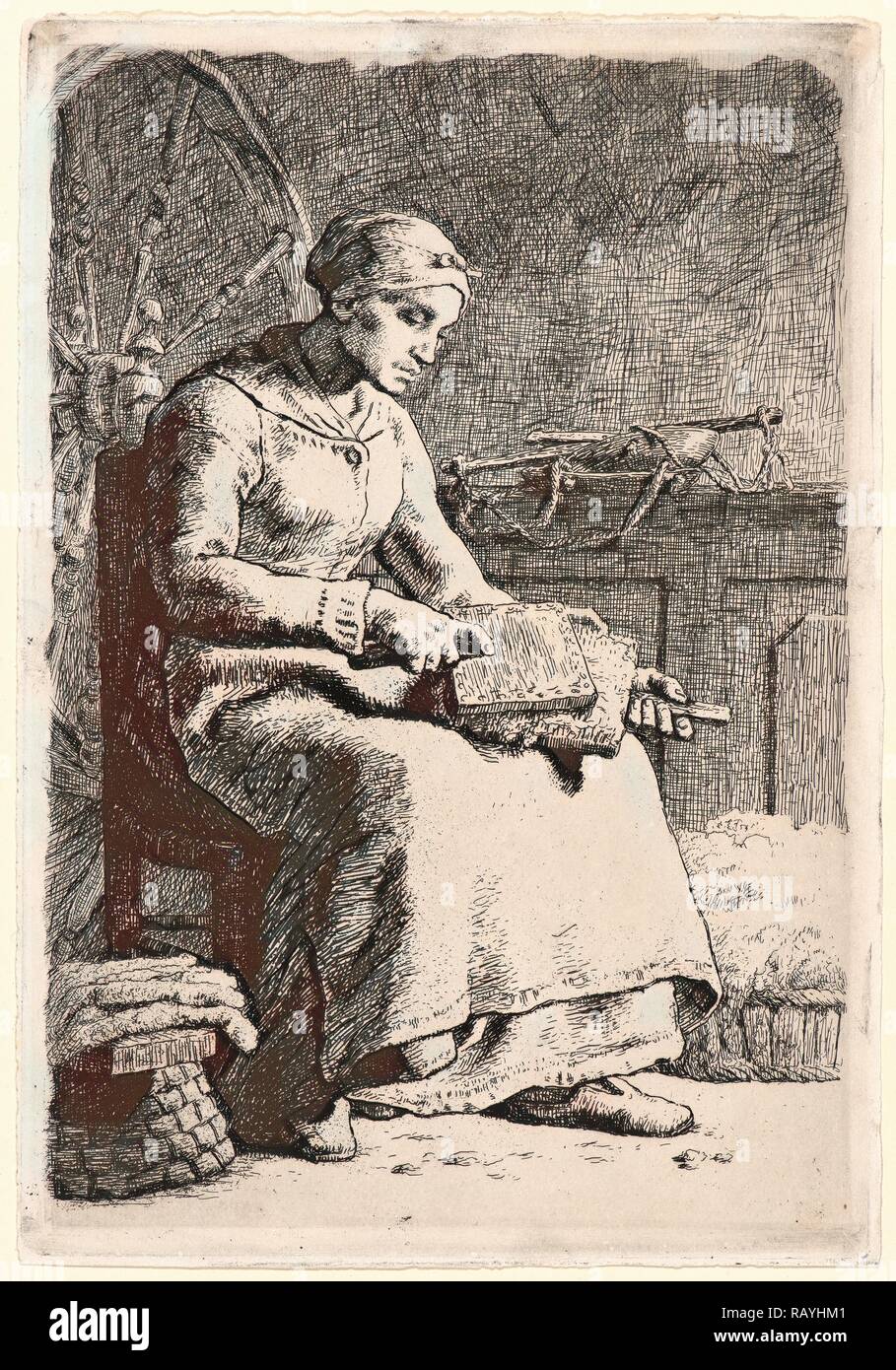 Jean-François Millet (French, 1814 - 1875). The Wool Carder (La ...