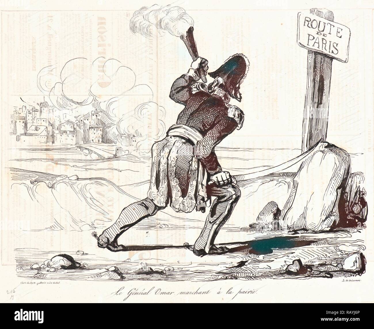 Honoré Daumier (French, 1808 - 1879). Le Général Omar (Aymard) marchant ...