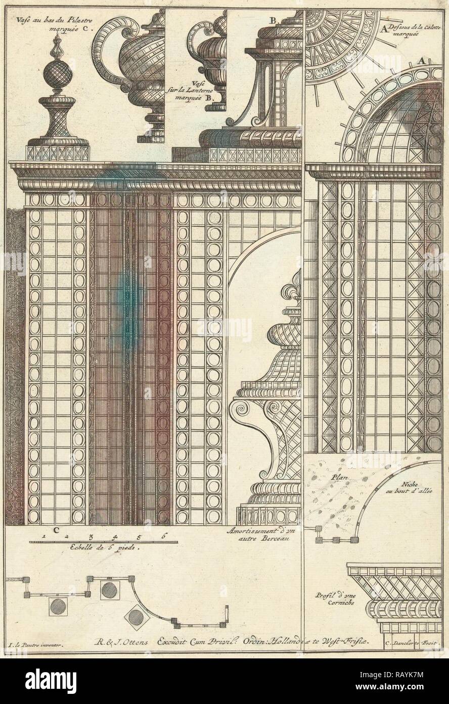 Half trellis pavilion with details, Cornelis Danckerts II, Reinier ...