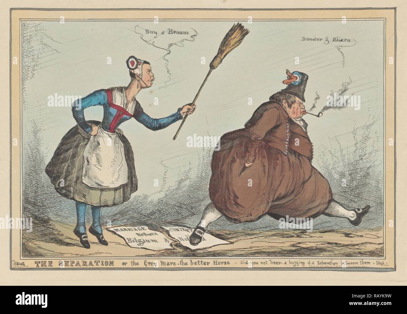 Cartoon on the separation between the Netherlands and Belgium, 1830 ...