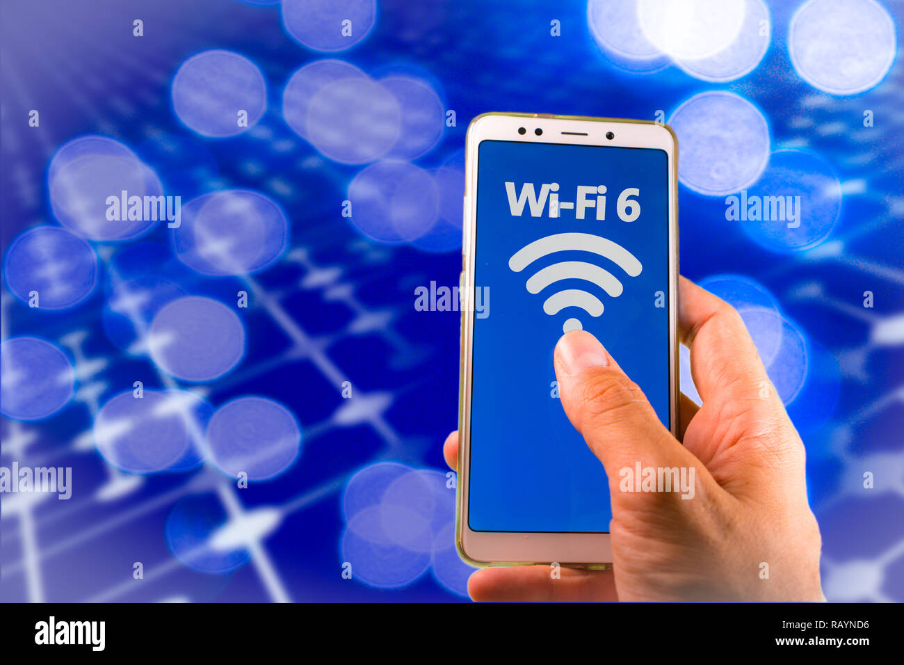 Smartphone with new wifi 6 on the screen Stock Photo - Alamy