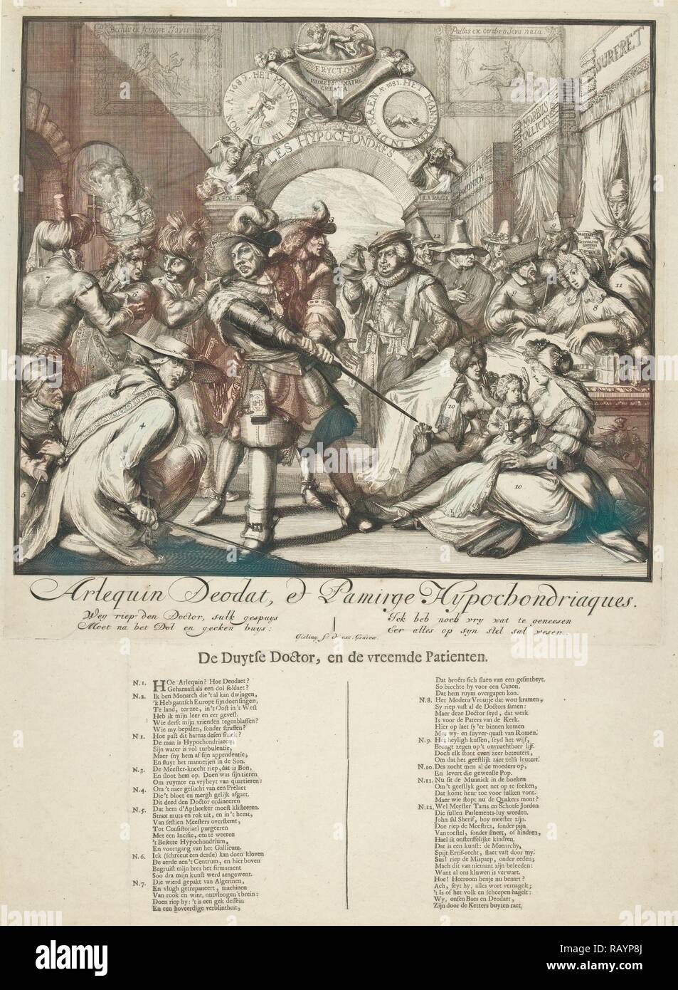 Cartoon on the interference of Louis XIV in the English throne, 1689 ...