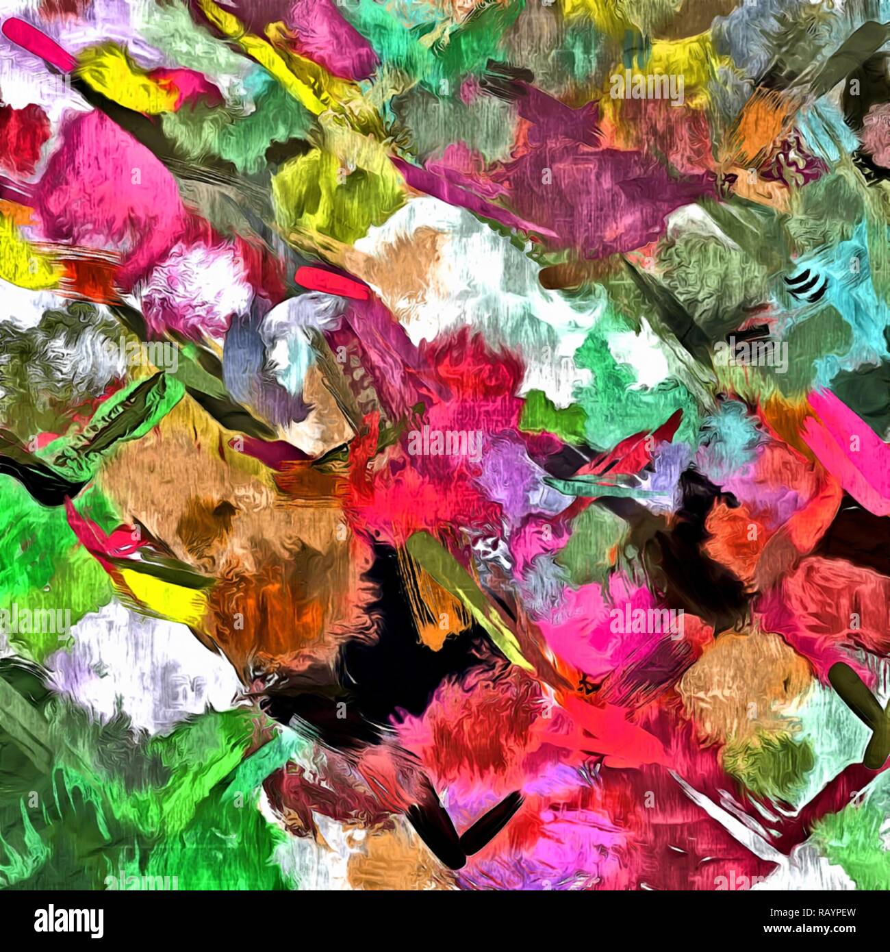 abstract psychedelic fractal background from blurry textures of brush ...