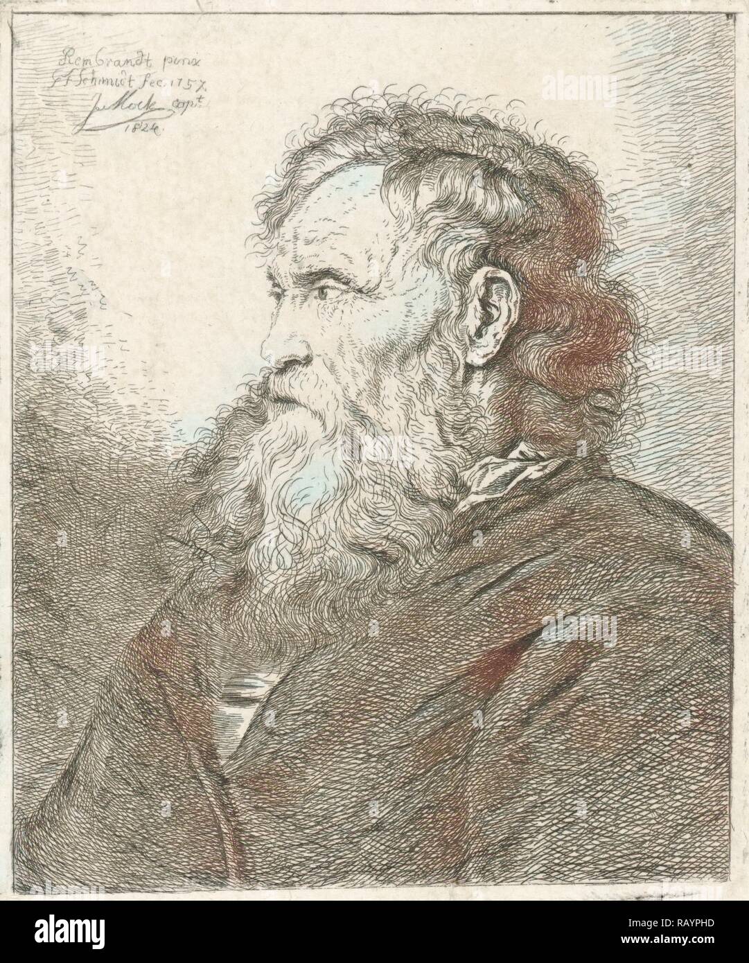 Old man with beard, Johannes Mock, Georg Friedrich Schmidt, Rembrandt Harmensz. van Rijn, 1824 ...