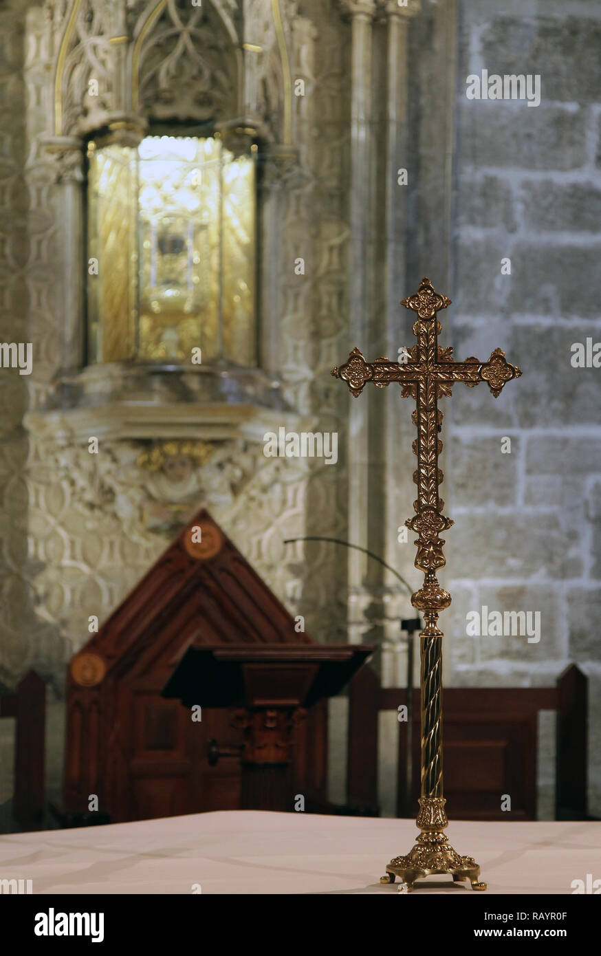 Valencia Cathedral and the holy grail.Saint Chalice chapel.Basilica ...
