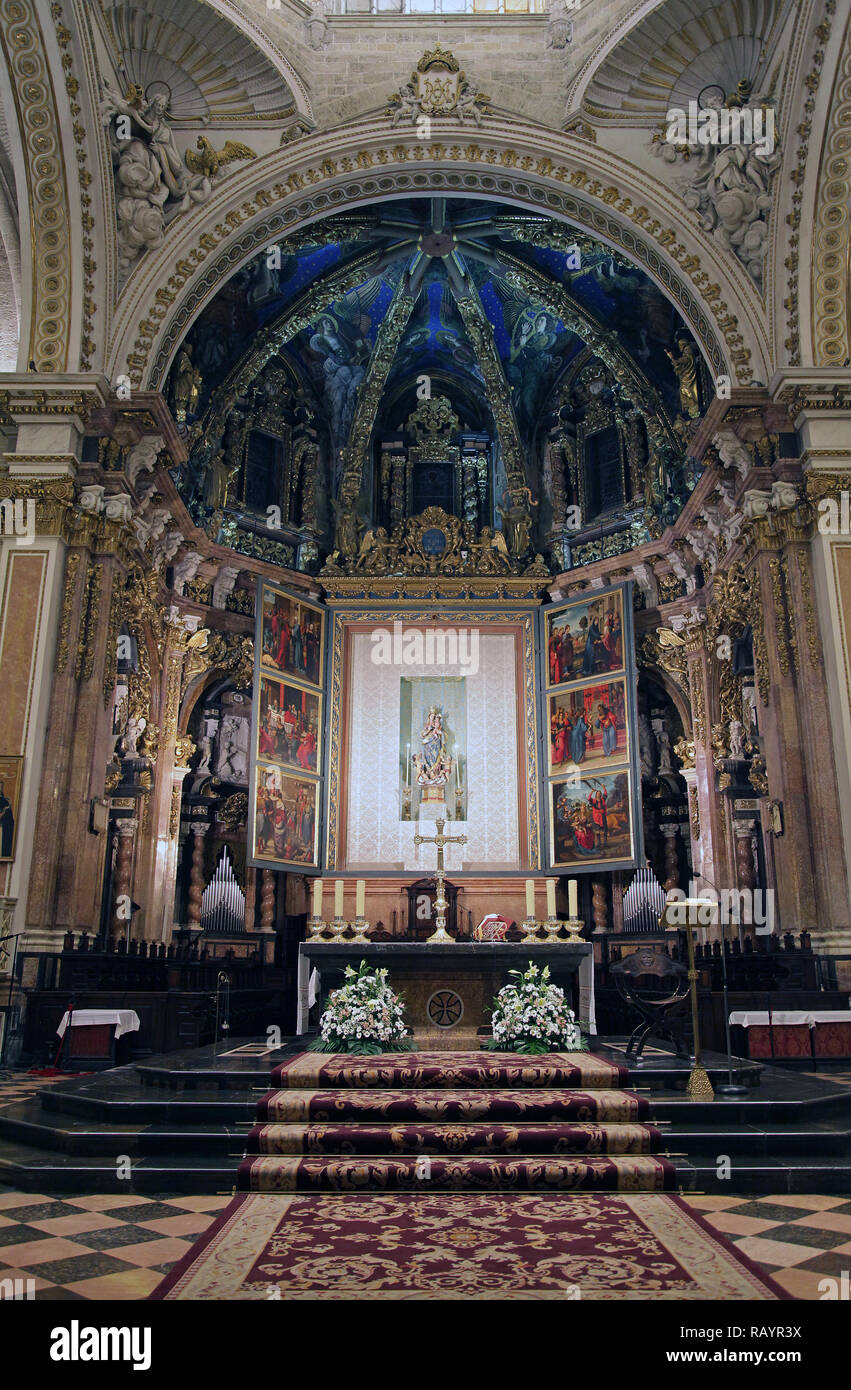 Valencia Cathedral and the holy grail.Saint Chalice chapel.Basilica ...