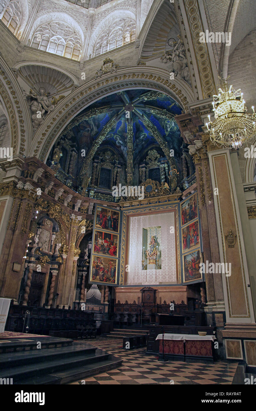 Valencia Cathedral and the holy grail.Saint Chalice chapel.Basilica ...