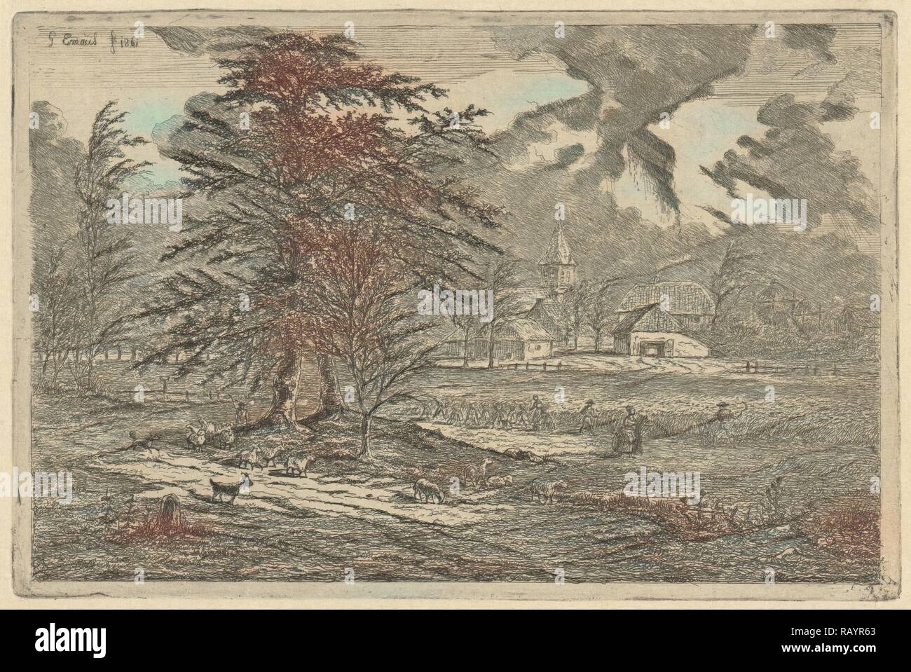 Shepherd in cornfield, Gerardus Emaus de Micault, 1861. Reimagined by ...