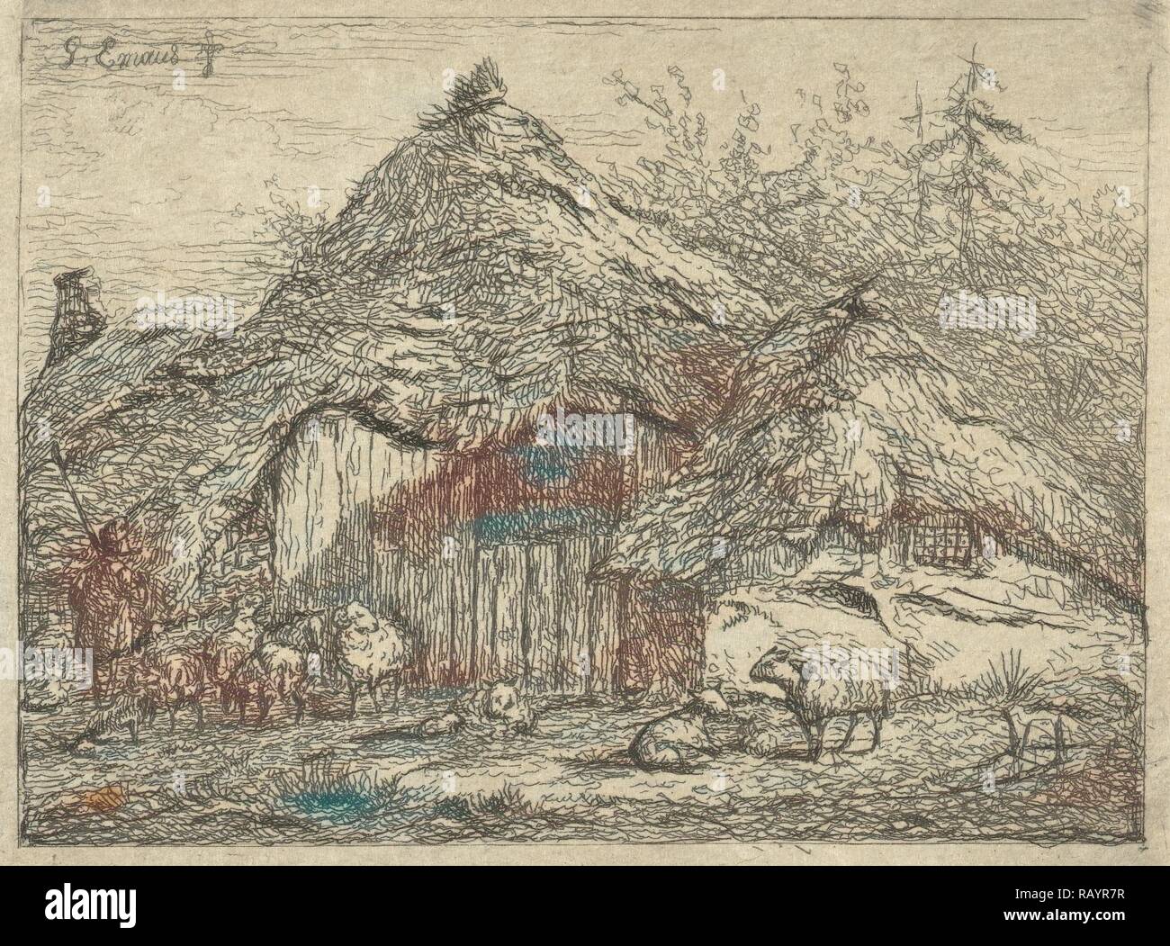 Shepherd in sod, Gerardus Emaus de Micault, 1813 - 1863. Reimagined by ...