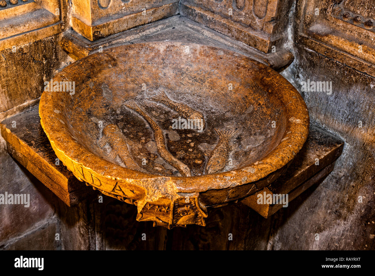 Italy Basilicat Acerenza Cathedral crypt font Stock Photo - Alamy