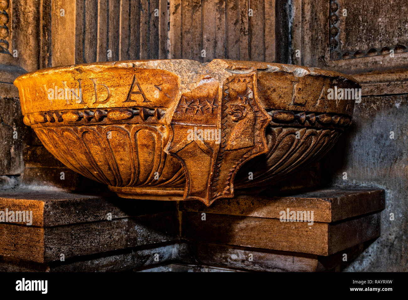 Italy Basilicat Acerenza Cathedral crypt font Stock Photo - Alamy