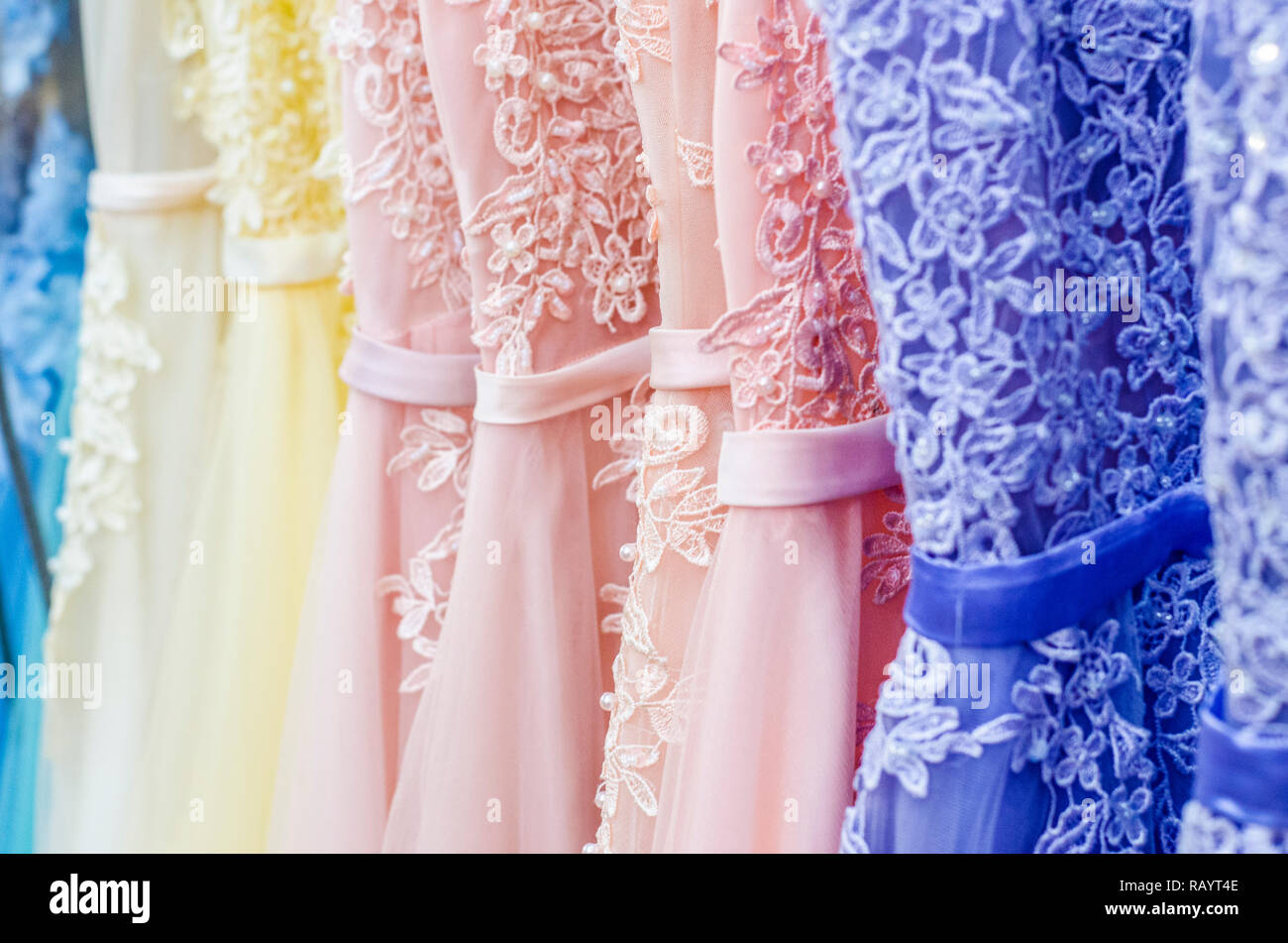 Dresses on hangers hi-res stock photography and images - Alamy