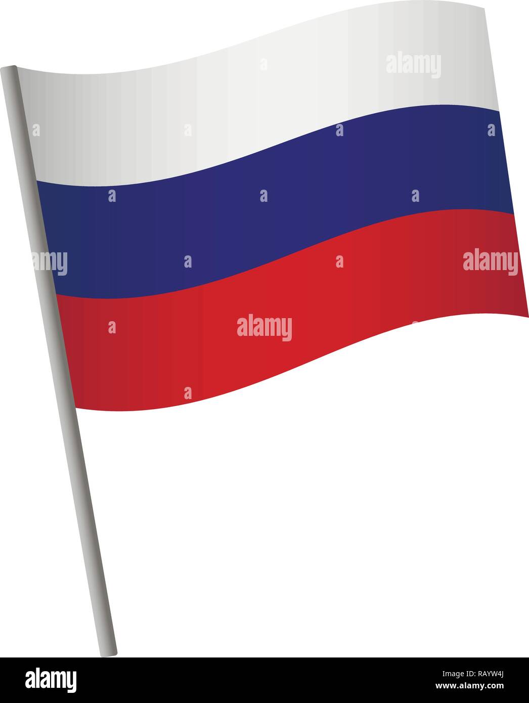 Russia flag icon. National flag of Russia on a pole vector illustration ...
