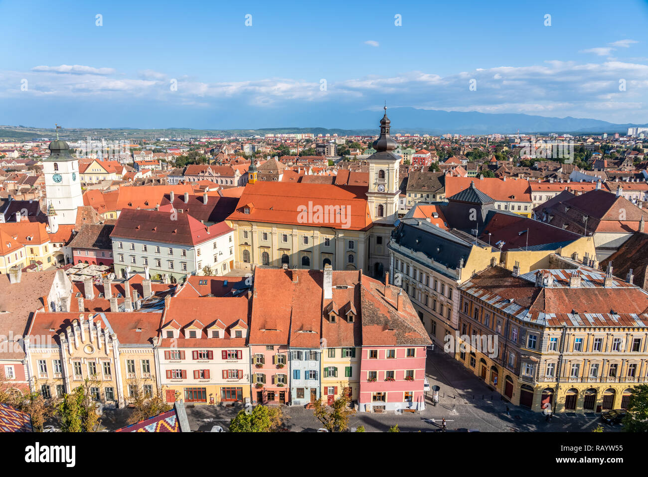 Aerial View Of Sibiu City Skyline In Romania Stock Photo - Alamy