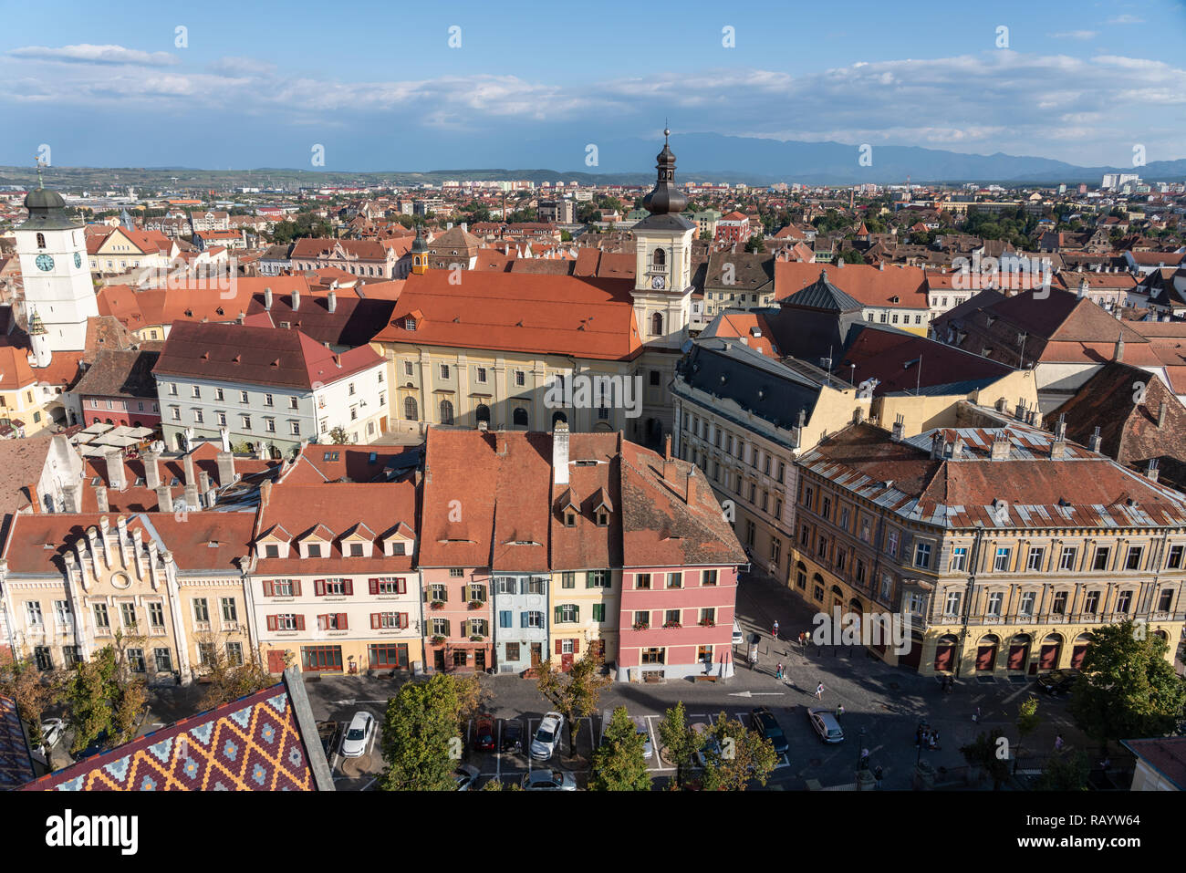 Aerial View Of Sibiu City Skyline In Romania Stock Photo - Alamy