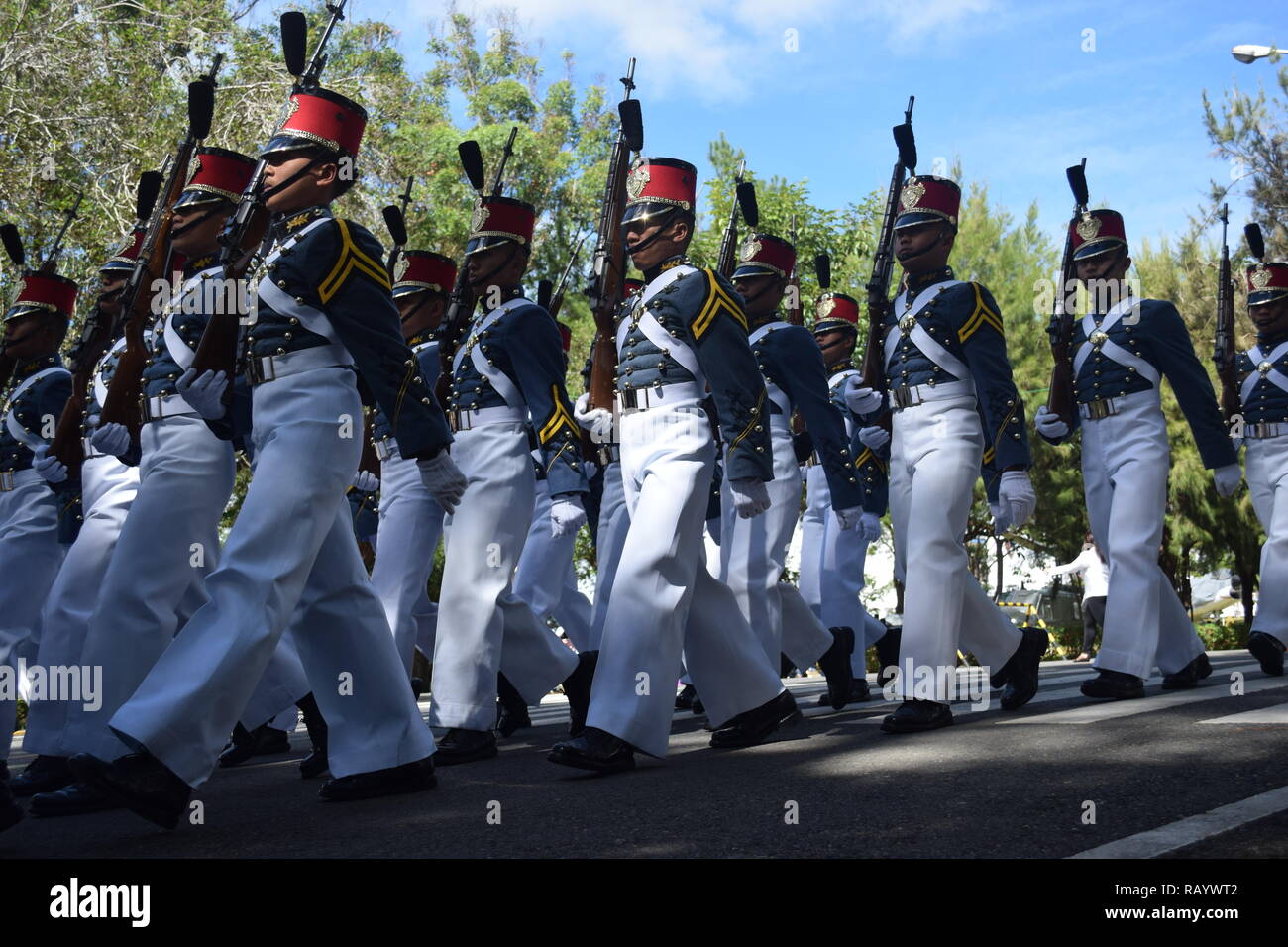 Cadets of the Philippine Military Academy (PMA) performing marching ...