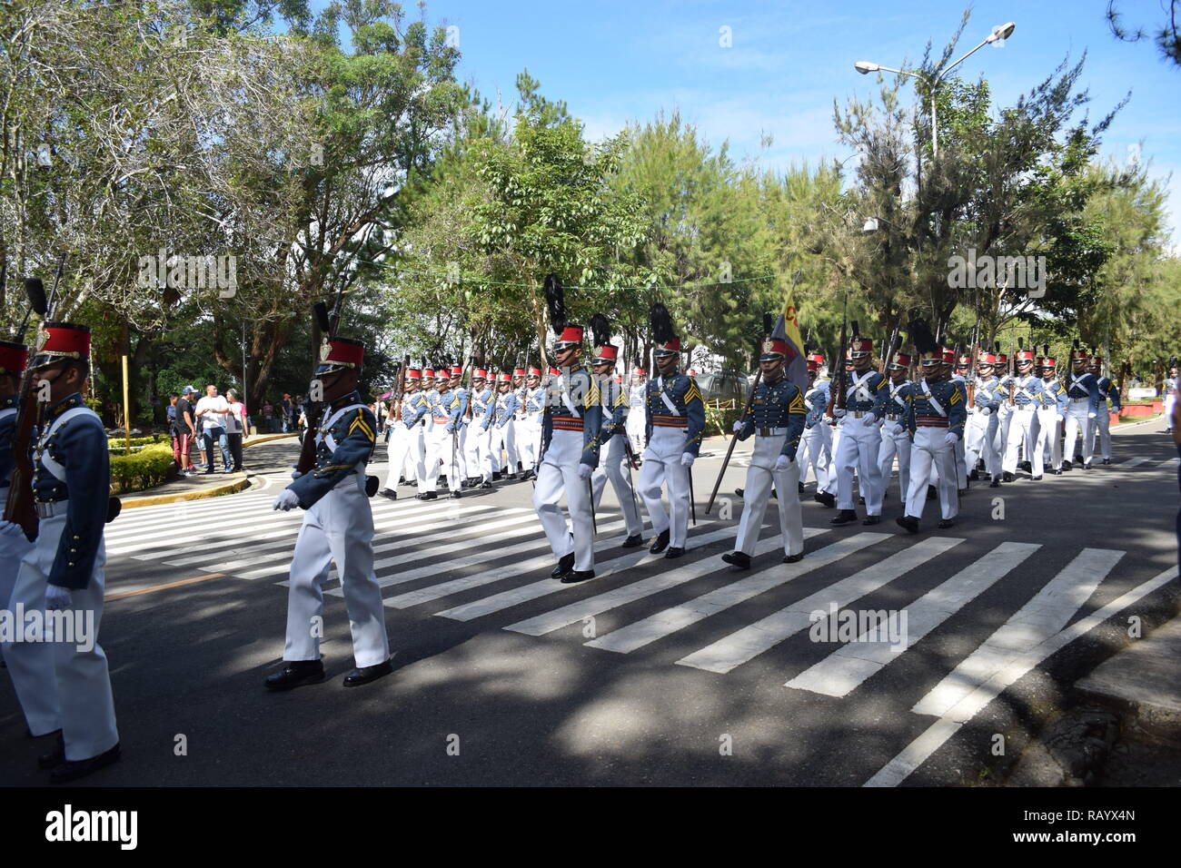 Cadets of the Philippine Military Academy (PMA) performing marching ...