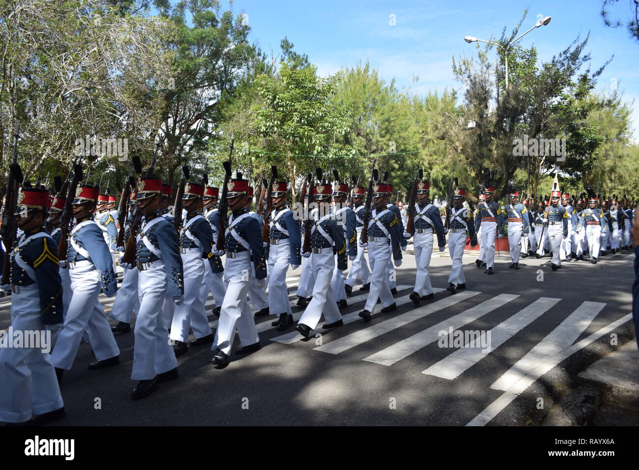 Cadets of the Philippine Military Academy (PMA) performing marching ...