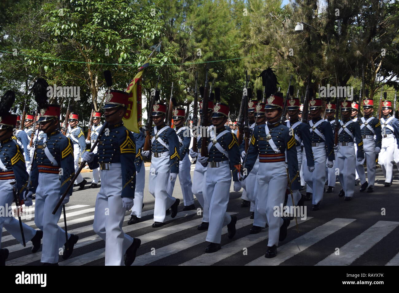 Cadets of the Philippine Military Academy (PMA) performing marching ...