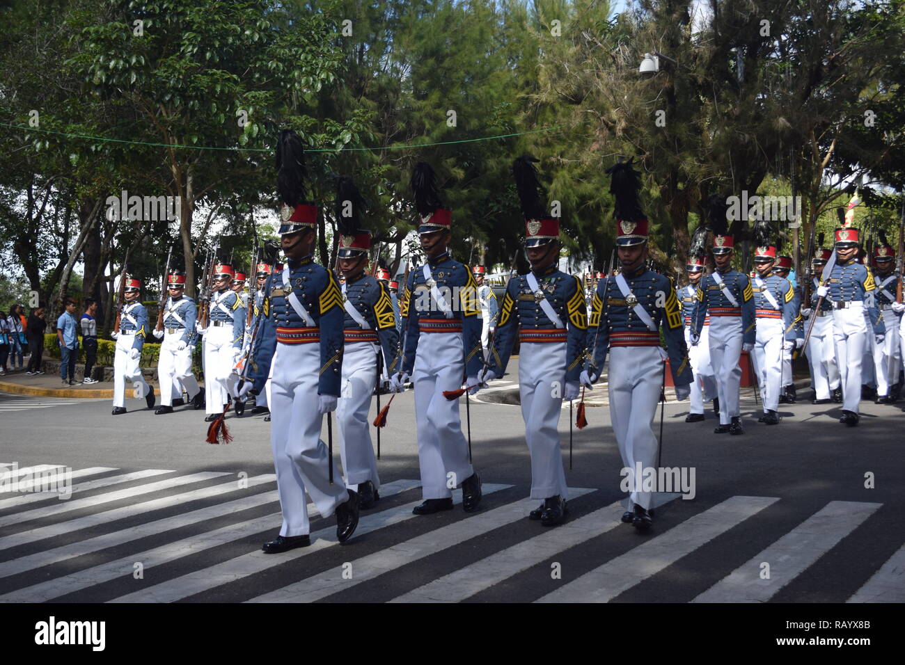 Cadets of the Philippine Military Academy (PMA) performing marching ...
