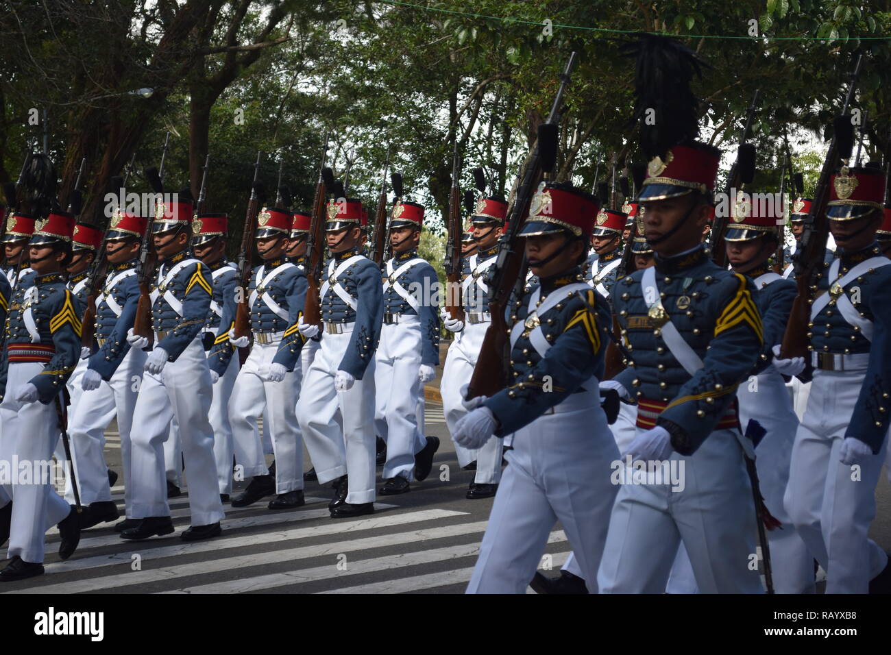 Cadets of the Philippine Military Academy (PMA) performing marching ...