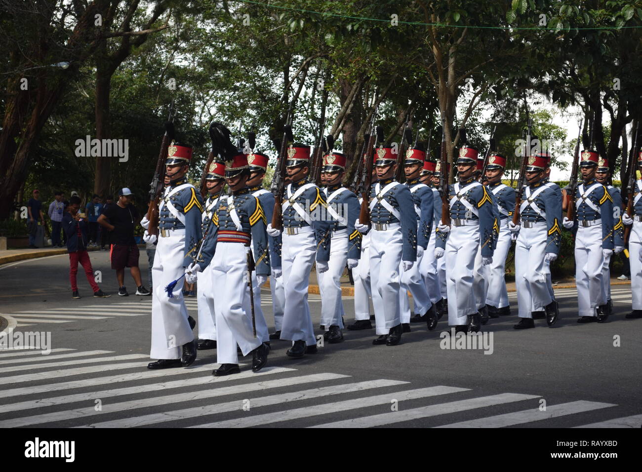 Cadets of the Philippine Military Academy (PMA) performing marching ...