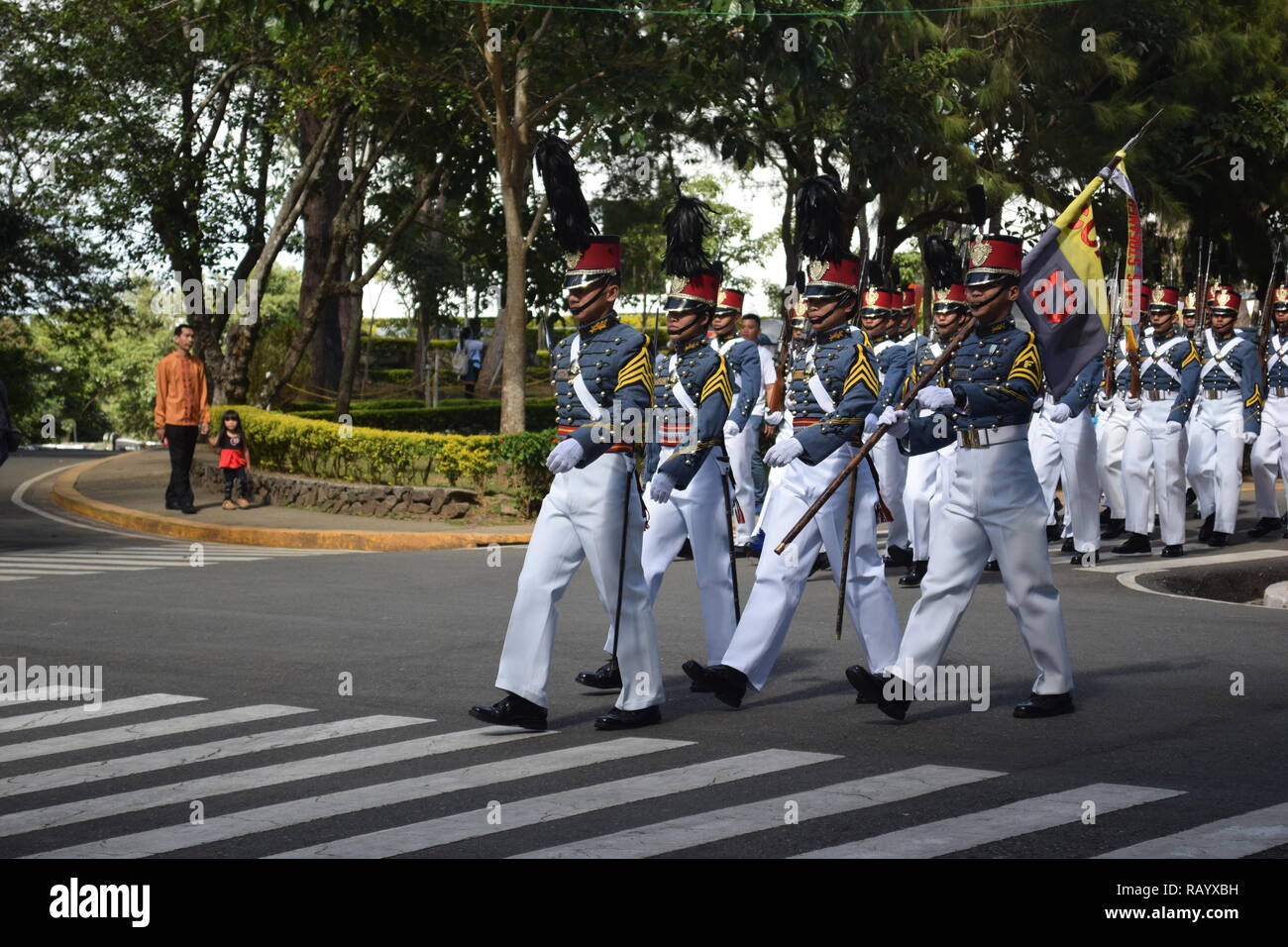 Cadets of the Philippine Military Academy (PMA) performing marching ...