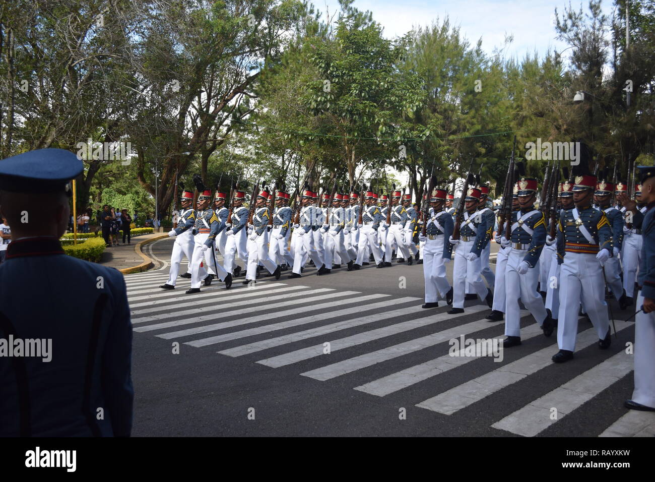 Cadets of the Philippine Military Academy (PMA) performing marching ...