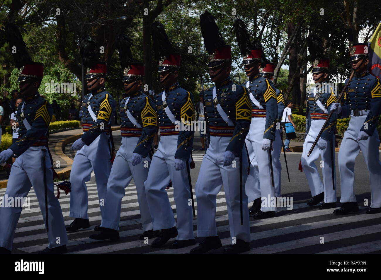 Cadets of the Philippine Military Academy (PMA) performing marching ...