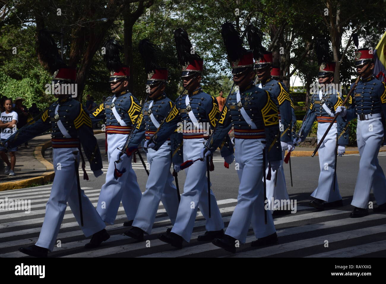 Cadets of the Philippine Military Academy (PMA) performing marching ...