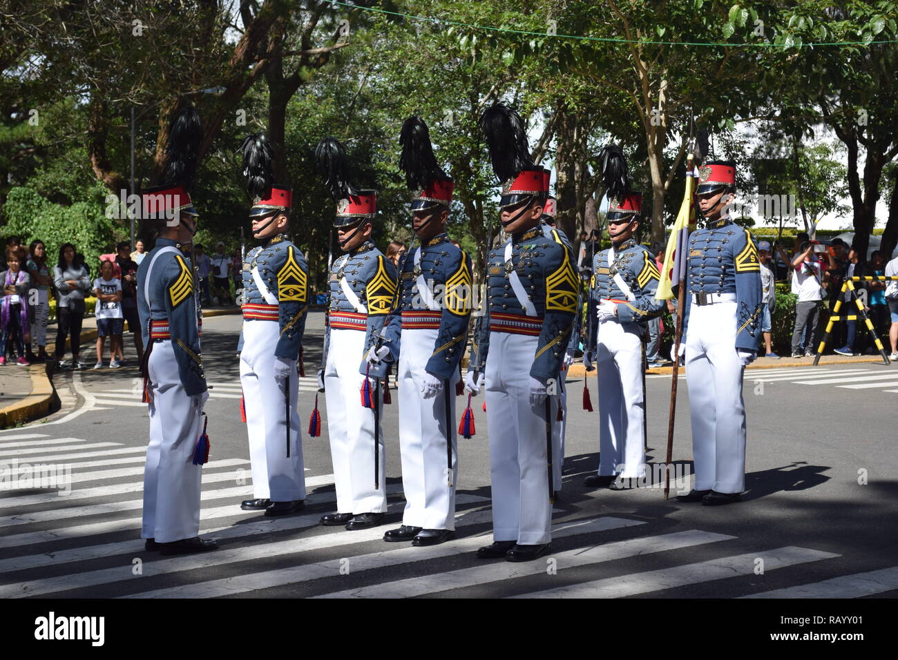 Cadets of the Philippine Military Academy (PMA) performing marching ...